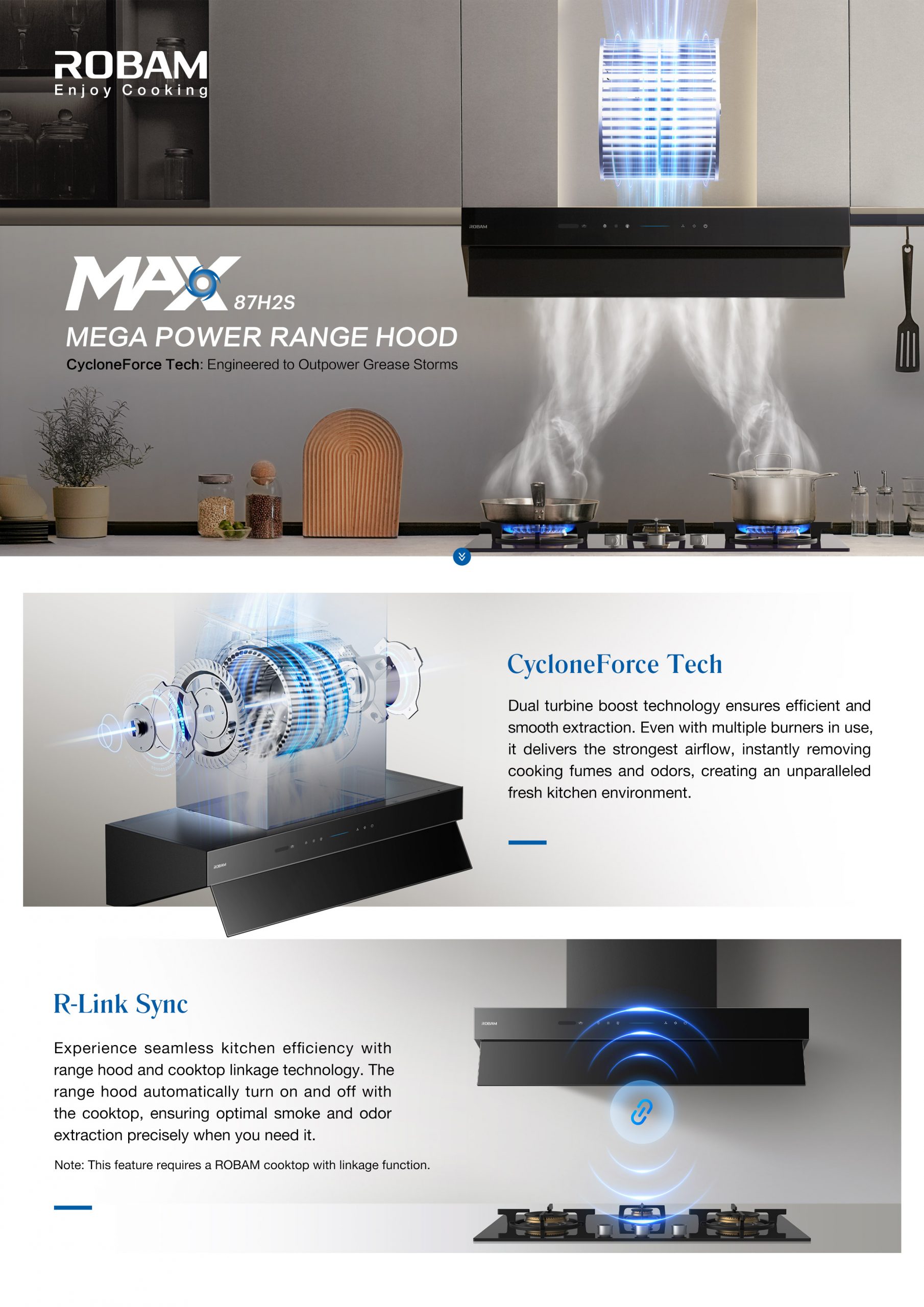 Robam Mega Power Range Hood 87H2S - robam