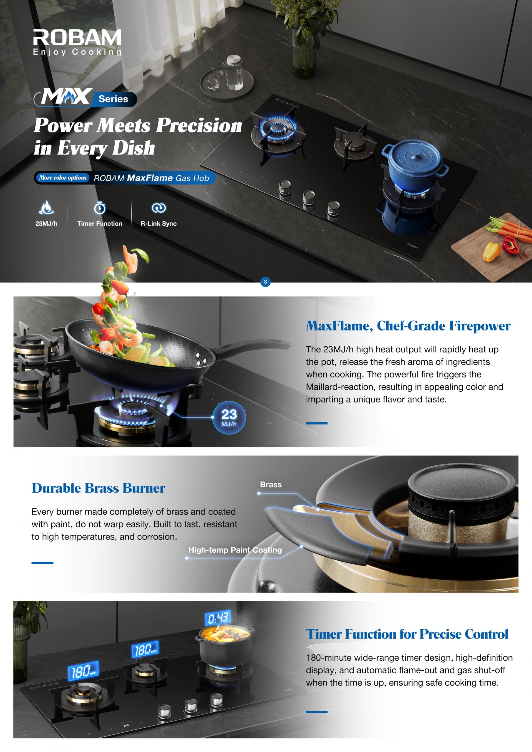 9B7H50 MAX Series Five-Burner Gas Cooktop(900mm) - robam